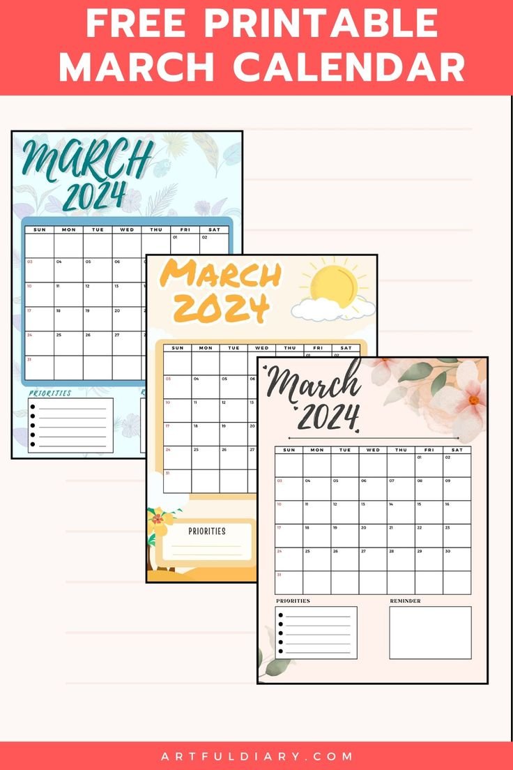 10+ Cool Free March 2025 Calendar Printable - artfuldiary.com