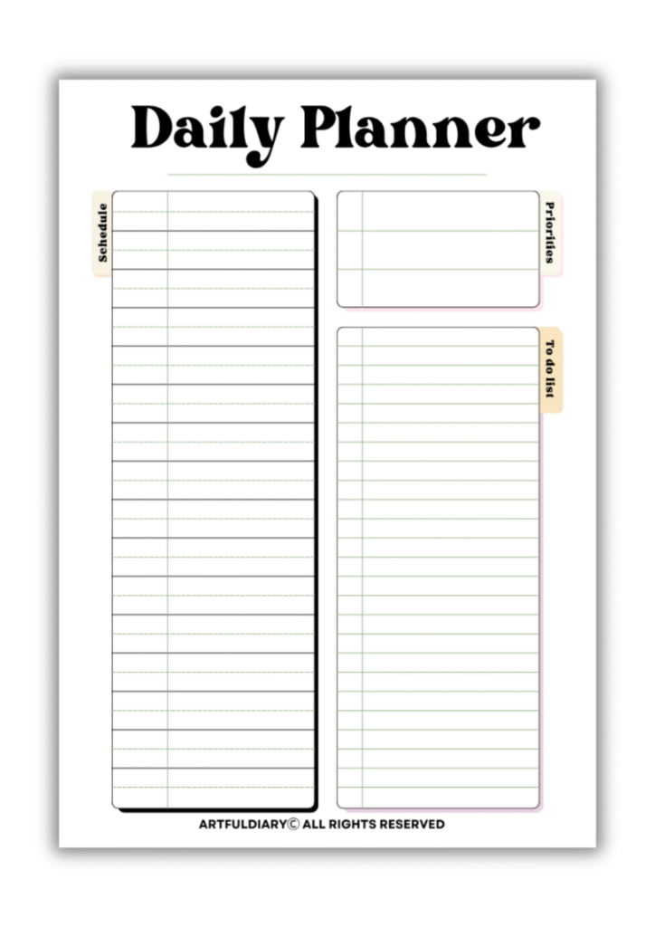 Free Daily Planner Printable - artfuldiary.com