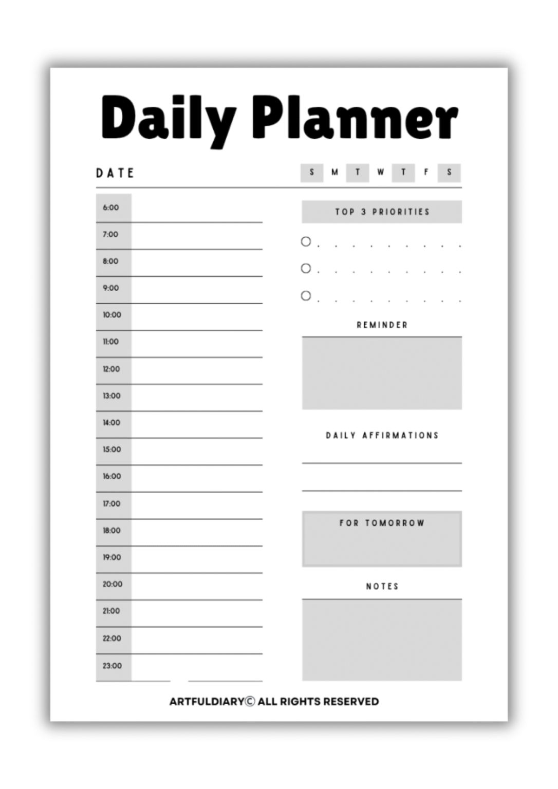 Free Daily Planner Printable - artfuldiary.com