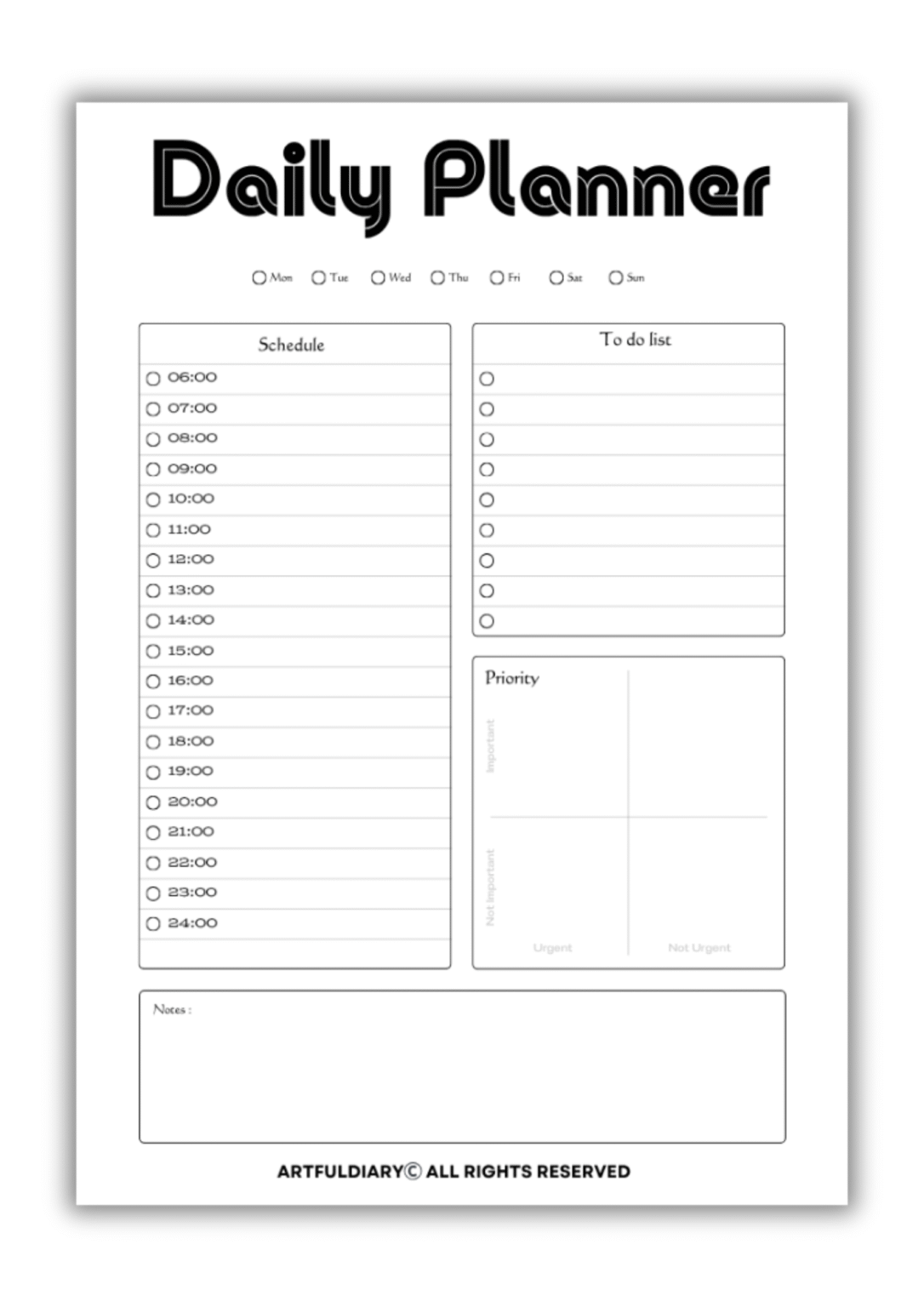 Free Daily Planner Printable - artfuldiary.com