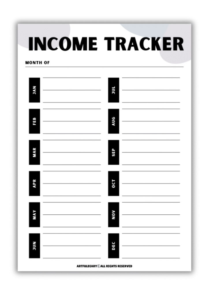 Free Income Tracker Printable Template - artfuldiary.com