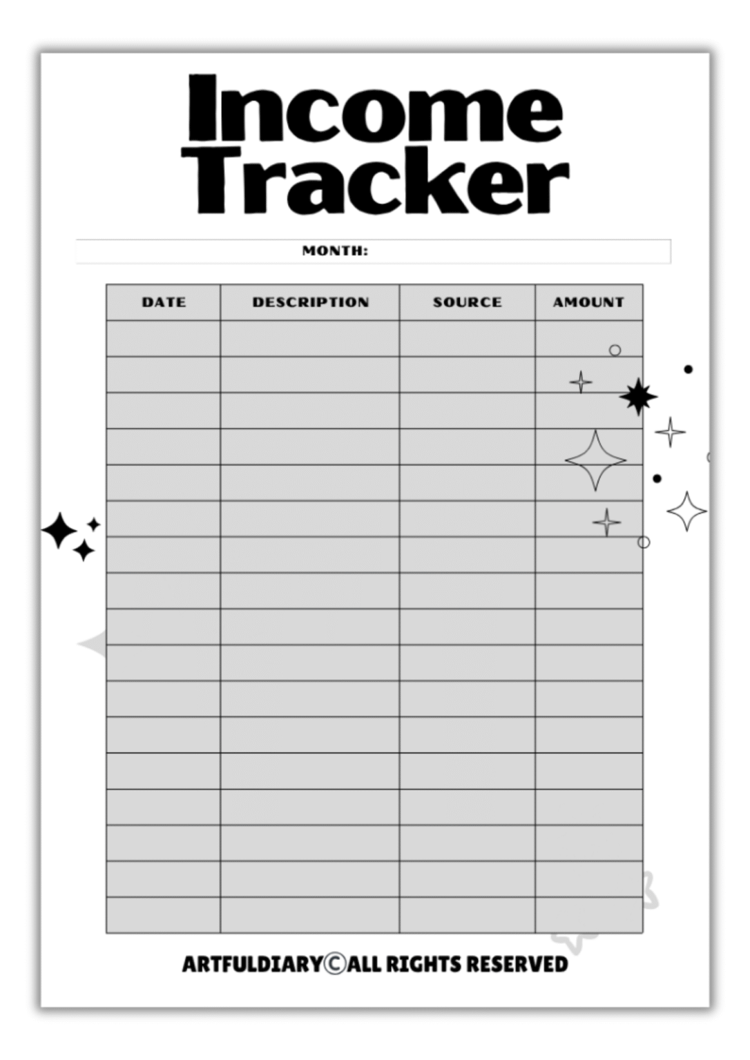 Free Income Tracker Printable Template - artfuldiary.com