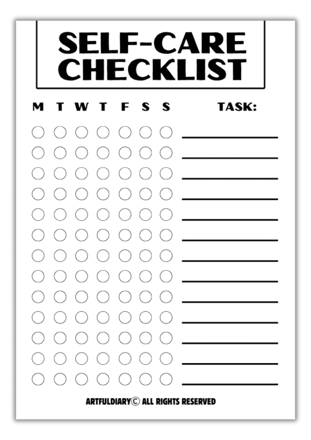 Free Self Care Printable Template - artfuldiary.com