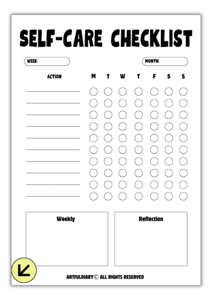 Free Self Care Printable Template - artfuldiary.com