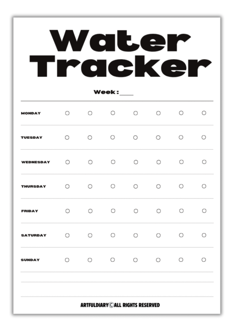 Free Water Tracker Printable - artfuldiary.com