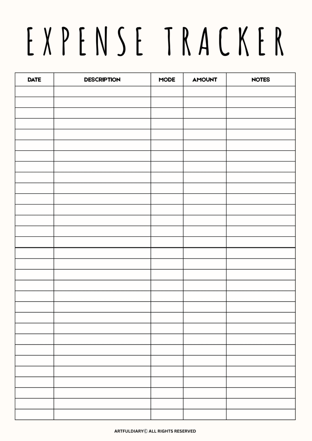 Free Printable Expense Tracker Templates - artfuldiary.com