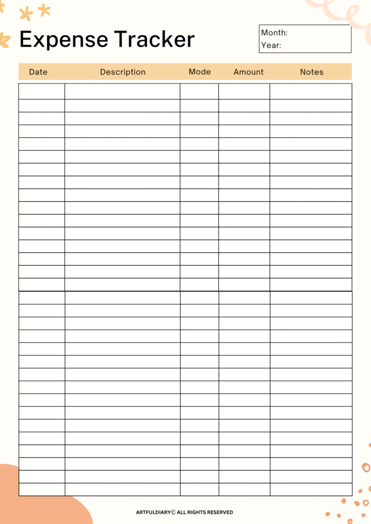 Free Printable Expense Tracker Templates - artfuldiary.com