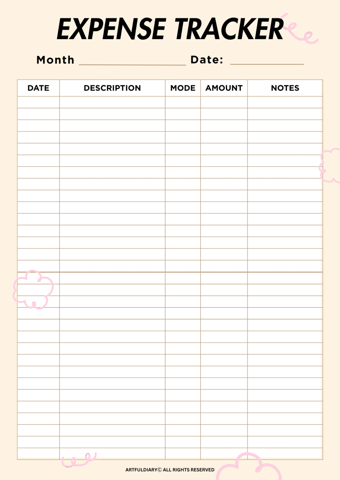 Free Printable Expense Tracker Templates - artfuldiary.com