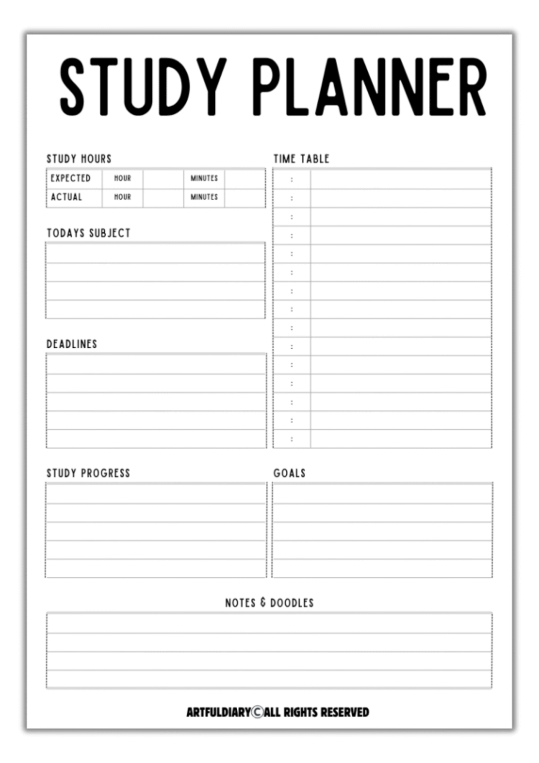 Free Study Planner Printable for 2025 - artfuldiary.com