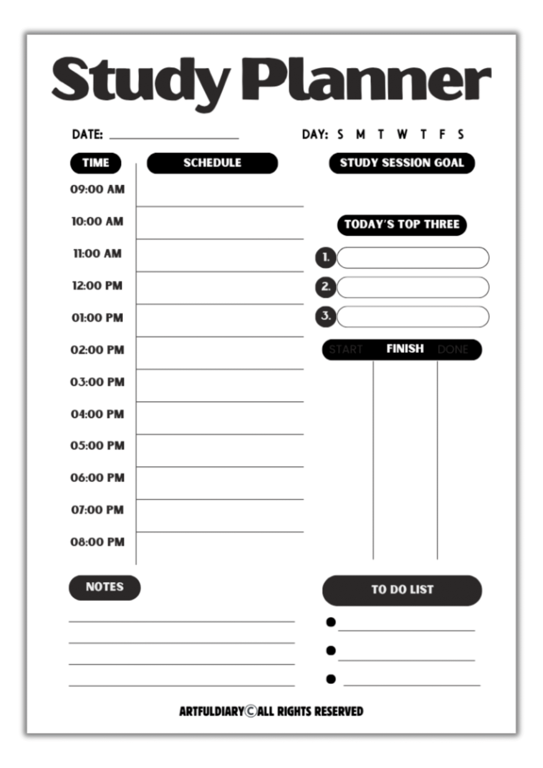 Free Study Planner Printable for 2025 - artfuldiary.com